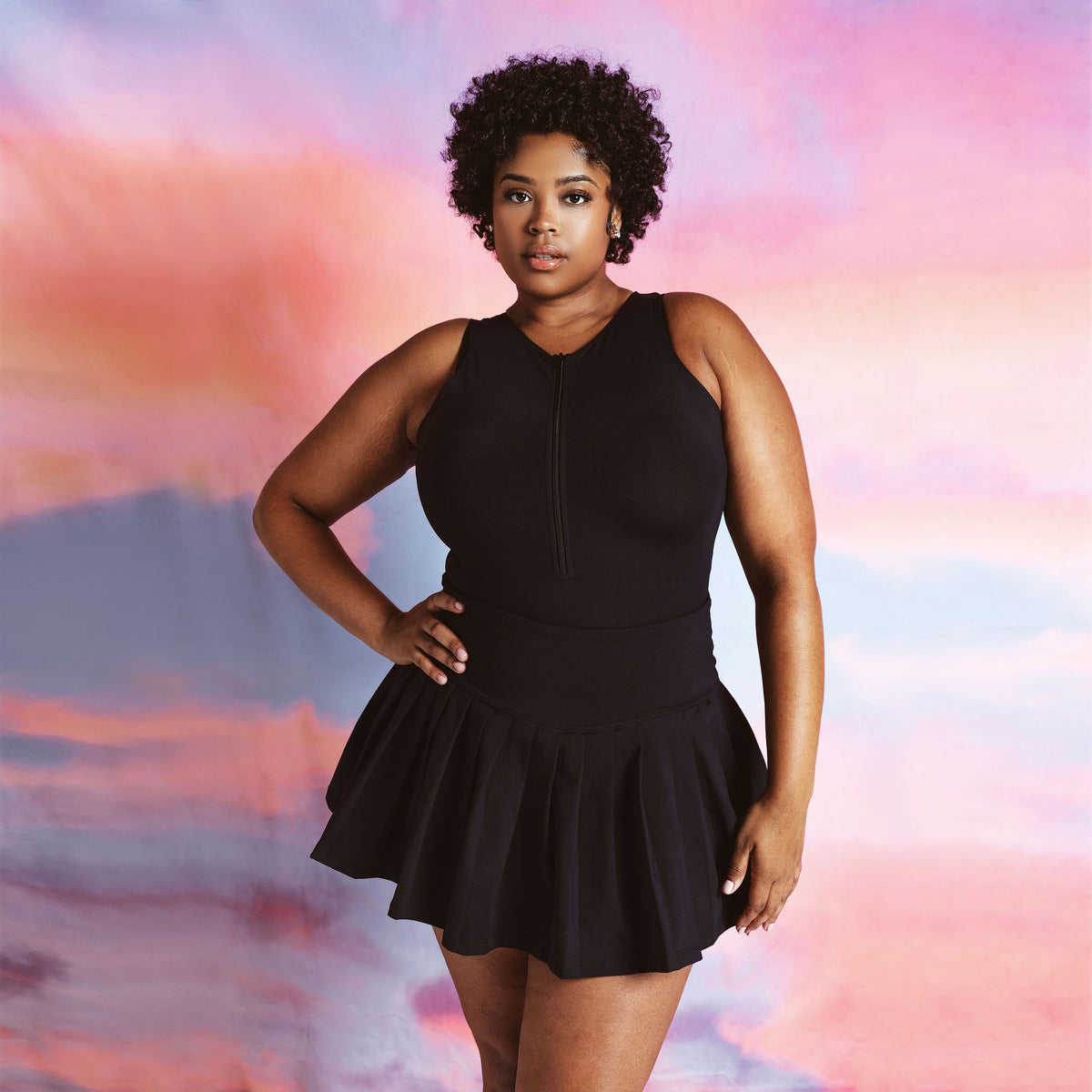 ARI - Women's Sleeveless Bodysuit with Flared Legs and Zipper Closure ...